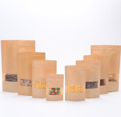 China Transparent  Stand Up Pouch k Kraft Paper zipper Bags with Clear Window for sale