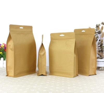 China Recycled Clear stand up Square bottom Kraft Zipper paper bag without Window for sale