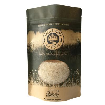China Food grade 3kg 5kg stand up pouch kraft paper bags for rice packaging for sale