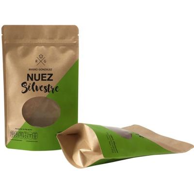 China Top quality stand up kraft paper bag with clear window and zipper nuts packaging for sale