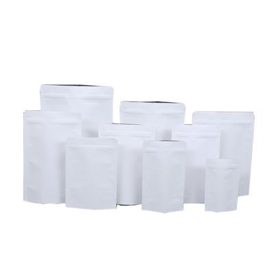 China Custom Logo Doypack Resealable Zipper White Kraft Food Packaging Paper Bags with Clear Window for sale