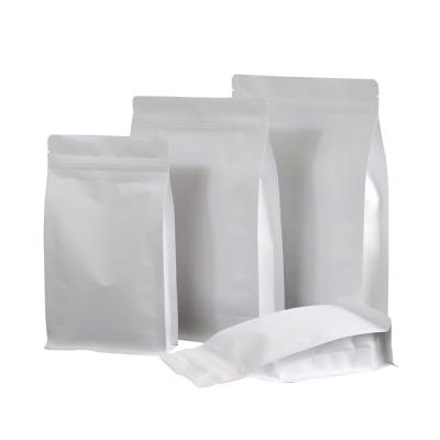 China White kraft paper  Flat Bottom zipper bag food grade packaging bag for sale