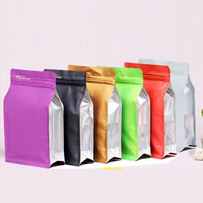 China 12 oz custom printing matt black coffee packaging bag with valve and zipper for sale