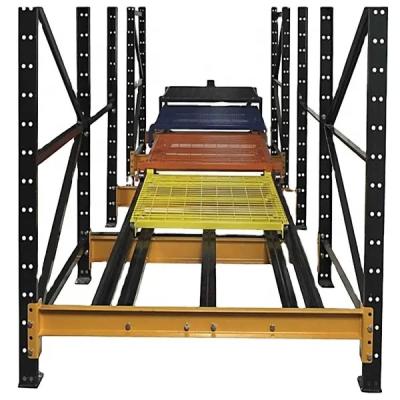 China Steel Storage Push Back Warehouse Racking Inclined Rail Safety Design for sale