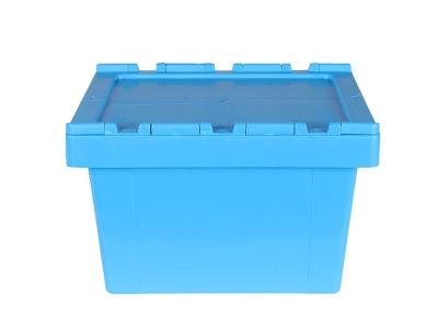 China Rectangle Stackable Collapsible Plastic Moving Boxes Plastic Moving Crates With Lid for sale