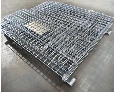 China Metal Pallet Stackable Storage Cage Customized Collapsible Wire Mesh Container With Wheels for sale