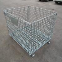 China Galvanized Storage Wire Mesh Container Foldable Collapsible With Top Cover Dividers for sale