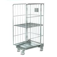 China Wire Mesh Steel Nesting Security Roll Cage Trolley Folding For Warehouse Storage for sale