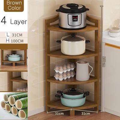 China Mail Packing Y Bamboo Corner Shelf Storage Rack Free Standing Kitchen Multi-Layer Multipurpose Shelving Unit for sale