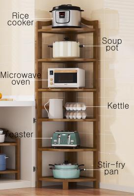 China Mail Packing Y Bamboo Corner Shelf Storage Rack Free Standing Kitchen Multi-Layer Multipurpose Shelving Unit for sale