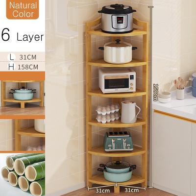 China Mail Packing Y Bamboo Corner Shelf Storage Rack Free Standing Kitchen Multi-Layer Multipurpose Shelving Unit for sale