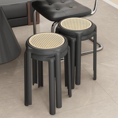 Quality Wholesale Plastic Stools Household Stackable Round s Modern Simple Living Room Dining Spare Rattan-like Weavingfor sale