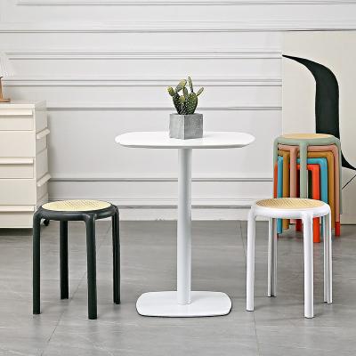 Quality Wholesale Plastic Stools Household Stackable Round s Modern Simple Living Room Dining Spare Rattan-like Weavingfor sale