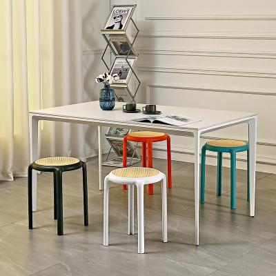 Quality Wholesale Plastic Stools Household Stackable Round s Modern Simple Living Room Dining Spare Rattan-like Weavingfor sale
