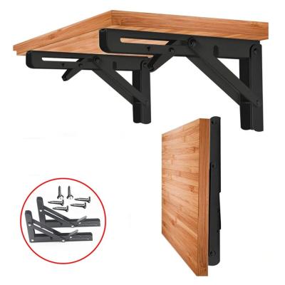 Quality 2pcs Folding Shelf Brackets Heavy Duty Stainless Steel Collapsible for Table Wall Mounted Type Modern Space Saving DIYfor sale