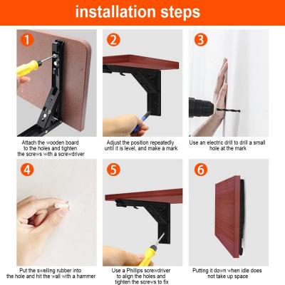 Quality 2pcs Folding Shelf Brackets Heavy Duty Stainless Steel Collapsible for Table Wall Mounted Type Modern Space Saving DIYfor sale