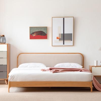 China Solid Wood Style Twin Bed Frame with Sponge Headboard Heavy Duty Wooden Platform and Easy Assembly Slats for sale