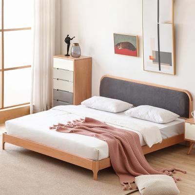 China Solid Wood Style Twin Bed Frame with Sponge Headboard Heavy Duty Wooden Platform and Easy Assembly Slats for sale