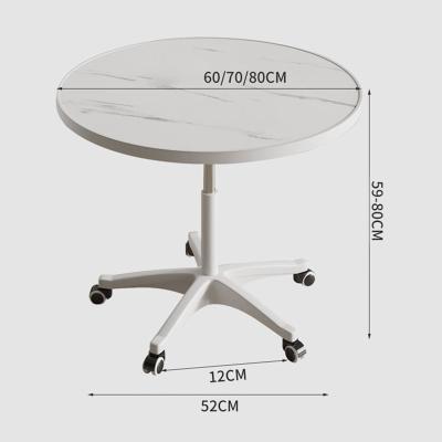 China Dining Table Small Side Coffee and Living Room Home Modern Design Adjustable Height Round Rolling Rack for Easy Movement for sale