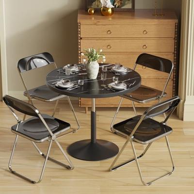 China Dining Table Small Side Coffee and Living Room Home Modern Design Adjustable Height Round Rolling Rack for Easy Movement for sale