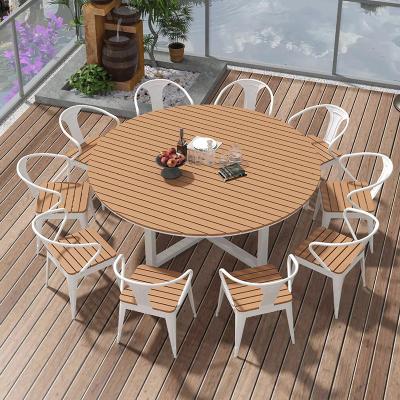 China Round Outdoor Dining Table Set Plastic Wood Tables for Restaurant and Room in Garden Chairs sets for sale