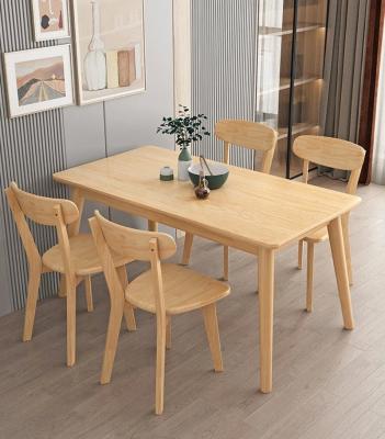 China 4-Person Modern Solid Wood Dining Table Set Rectangular No Turntable Adjustable Height Ideal for Living Room and Kitchen for sale