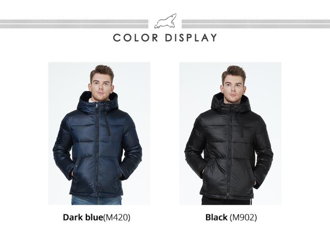 windproof and oil-proof high-tech fabric, no need to wash, eco-feather, dark- colour men's coat,