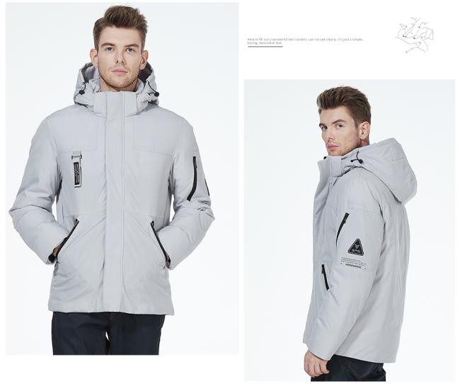 multi-pocket short down jacket, stylish, young fashion,short men's coat, light color, hooded,