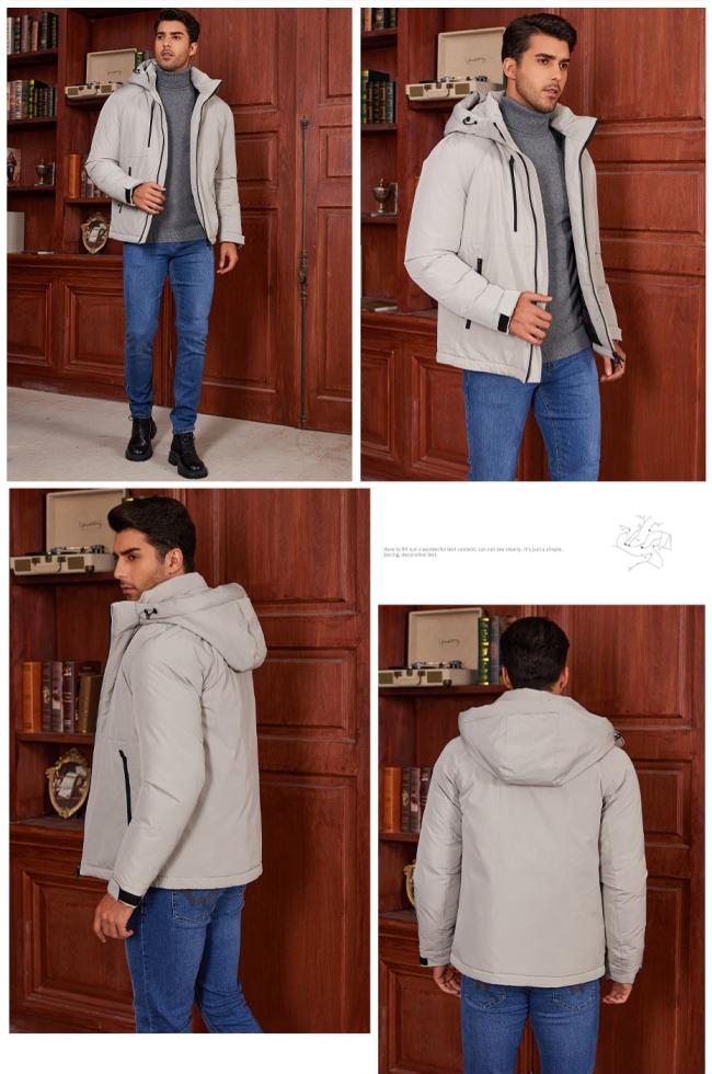 Machine washable, classical, daily wear, Classic Men's Mid-Short Length Hooded Jacket for cold Autumn & Winter