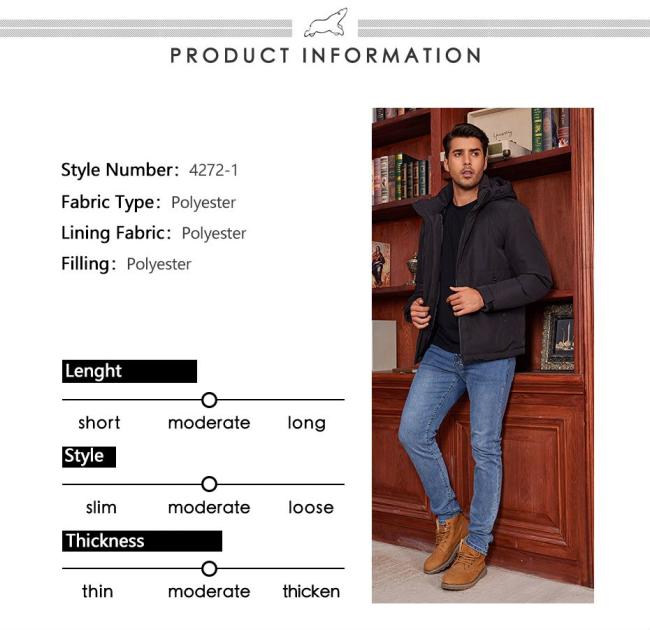 Machine washable, classical, daily wear, Classic Men's Mid-Short Length Hooded Jacket for cold Autumn & Winter