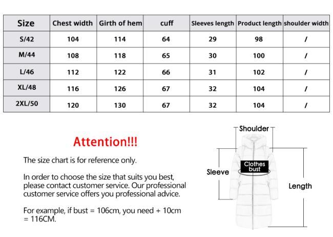 Classic Contrast Color Medium Length Thickened Down / Cotton Jacket, lower knees length, water proof, windproof black women coat, ,