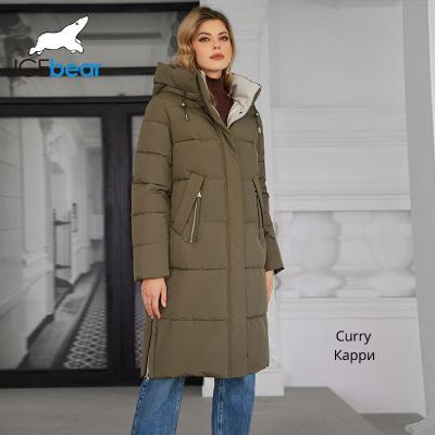China Classic Contrast Color Medium Length Thickened Down / Cotton Jacket for sale