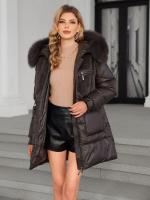 China Bio Fluff Women's Winter Coat with Real Fox Fur Collar - Mid-Length Waterproof Jacket in 4 Colors for sale