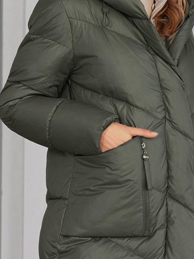 Detachable Lining Fashionable Thickened Down Jacket, long women coat，for cold winter, hooked, machine washable, regular fit for daily wear