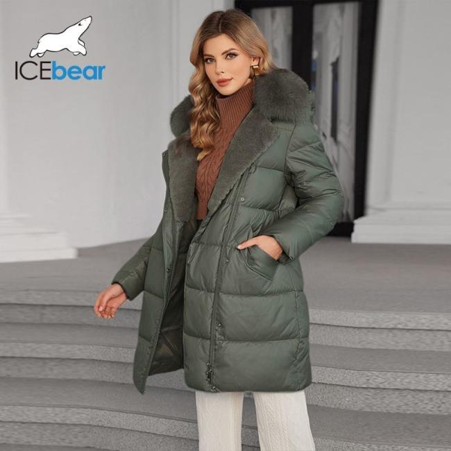 Luxurious Real Fox Fur Collar Mid Length Down / Cotton Jacket With Oblique Placket Design Showcasing Unique Elegance