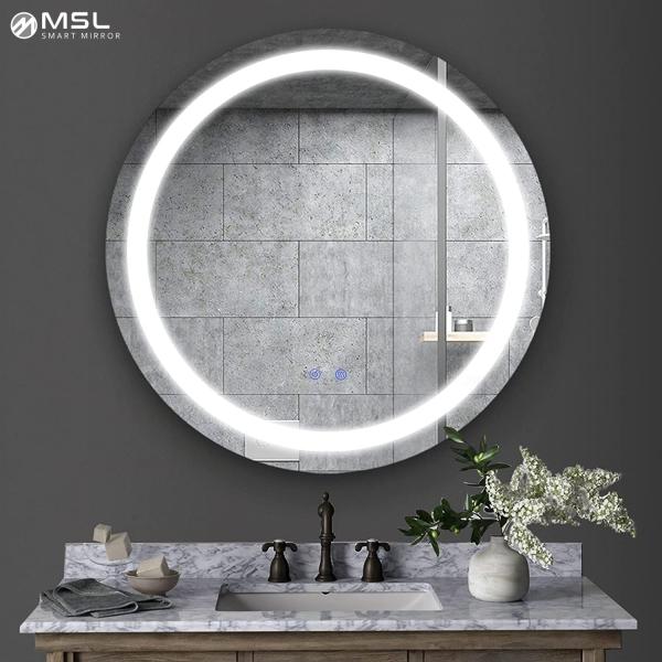 Quality Frameless Backlit Round Bathroom Mirror 6000k Bathroom Wall Mounted Mirror for sale