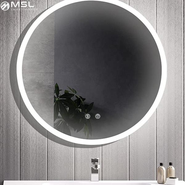 Quality Frameless Backlit Round Bathroom Mirror 6000k Bathroom Wall Mounted Mirror for sale