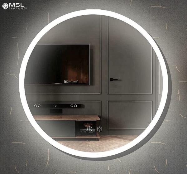 Quality Frameless Backlit Round Bathroom Mirror 6000k Bathroom Wall Mounted Mirror for sale