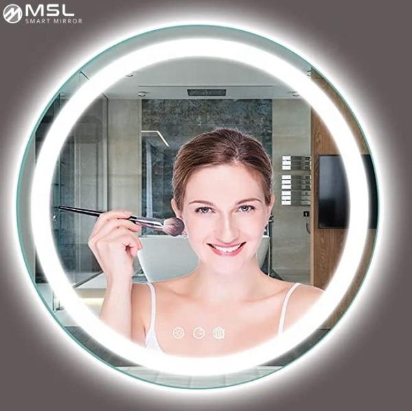Quality Frameless Backlit Round Bathroom Mirror 6000k Bathroom Wall Mounted Mirror for sale