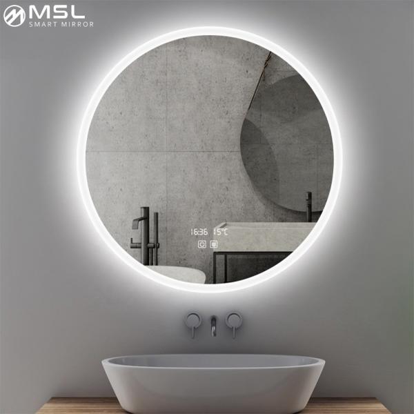 Quality 5000K LED Round Bathroom Mirror Anti Fog Round Bathroom LED Mirror Intelligent for sale