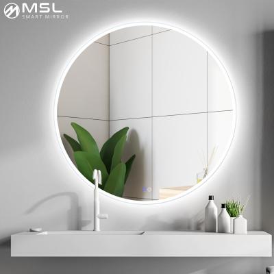 China Anti Fog LED Round Bathroom Mirror 4000K LED Smart Mirror For Bathroom for sale