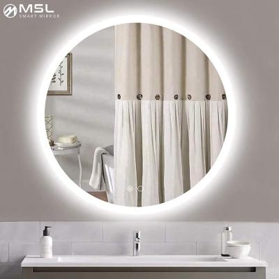 China Warm White LED Round Bathroom Mirror 800*600mm Touch Screen LED Mirror IP44 for sale