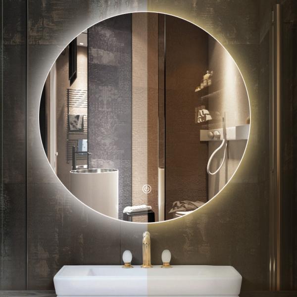 Quality 5mm LED Round Bathroom Mirror Silver LED Illuminated Bathroom Mirror 3000K - 6000K for sale