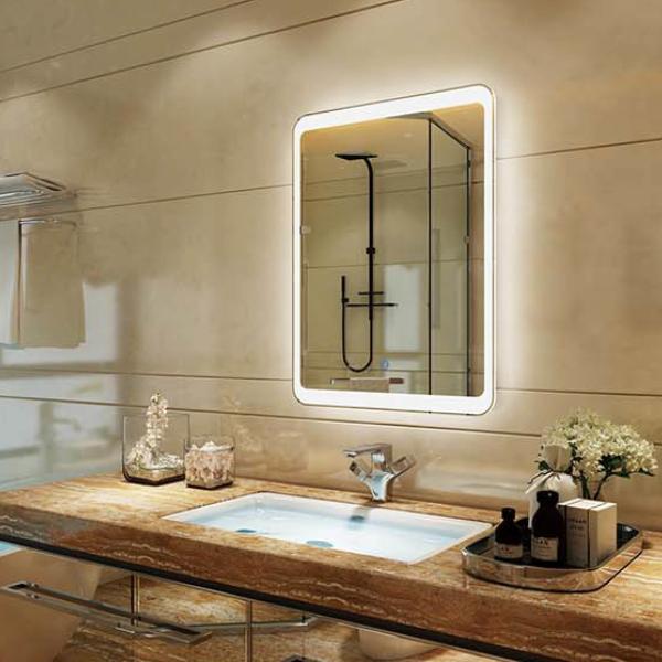 Quality 5mm LED Round Bathroom Mirror Silver LED Illuminated Bathroom Mirror 3000K - for sale