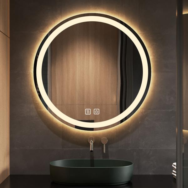 Quality 12V Wall Mounted Bathroom Mirror 3200K Round Illuminated Bathroom Mirror Anti for sale