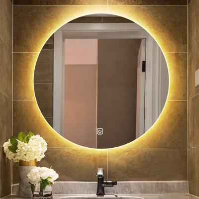 China 3200K Round Backlit LED Mirror Customized Smart Touch LED Mirror Silver for sale
