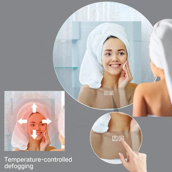 Quality Silver Round Glass Bathroom Mirror 6500K Round Mirror With Led Lights for sale