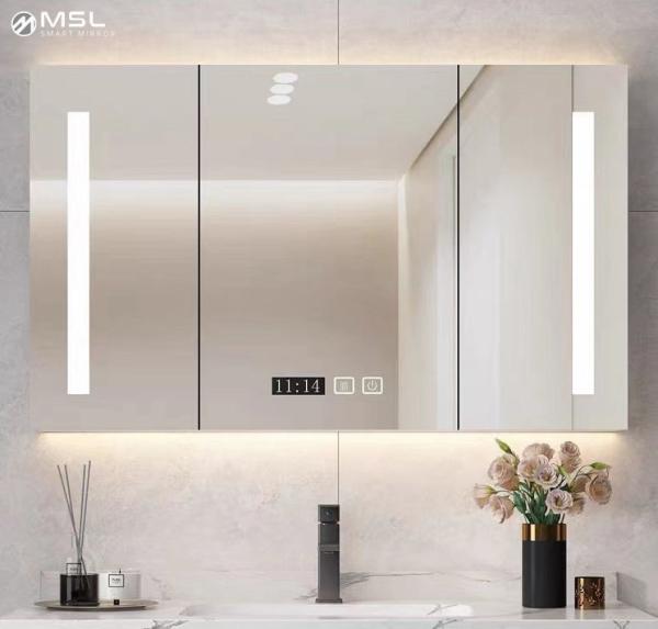 Quality Intelligent Triple Door Medicine Cabinet 5mm Smart Mirror Bathroom Cabinet for sale