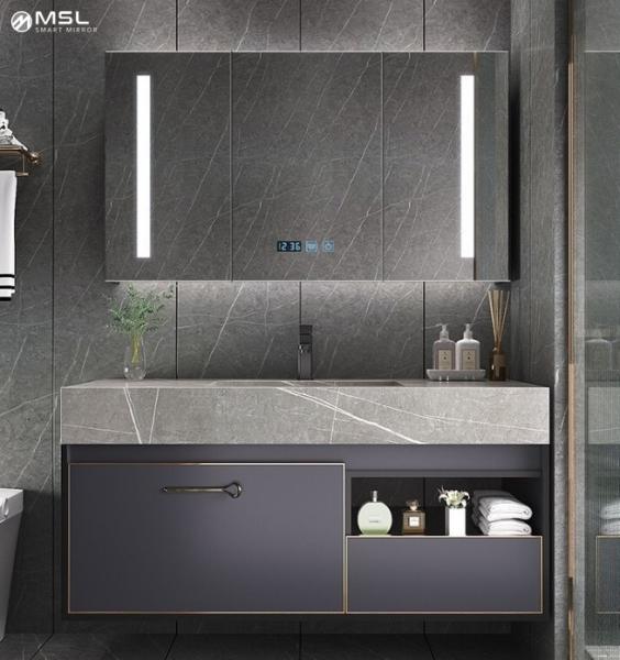 Quality Intelligent Triple Door Medicine Cabinet 5mm Smart Mirror Bathroom Cabinet for sale