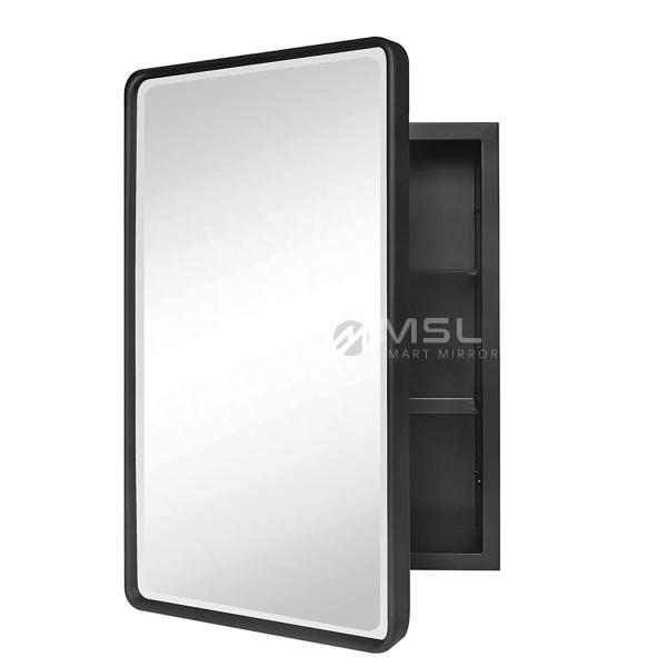 Quality 3000K - 6000K LED Illuminated Bathroom Cabinet Black Makeup Mirror Cabinet for sale